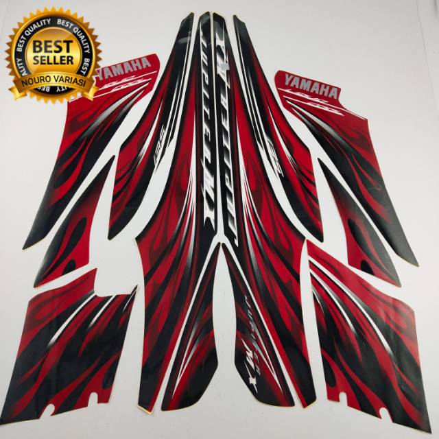 MERAH Yamaha Jupiter MX 135 2009 2010 old motorbike striping stickers ...