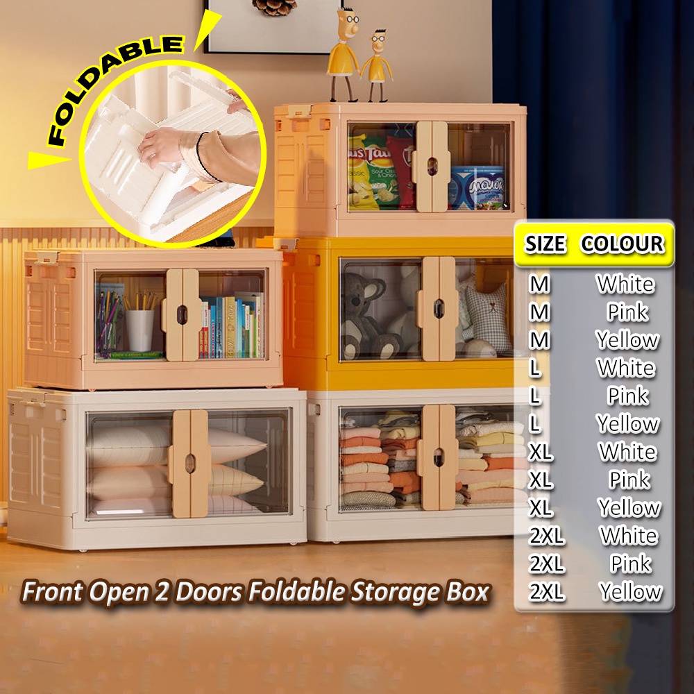 FB SO025 Big Foldable Storage Box Front Open 2 Doors Stackable Box Free ...