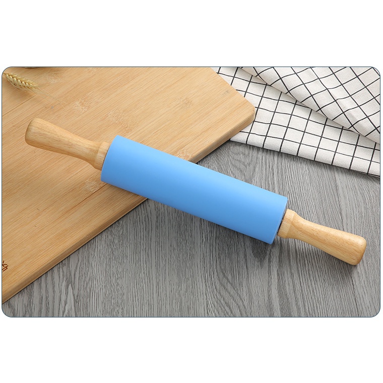 Rolling Pin Flour Roller Non-Stick Wooden Handle Pastry Dough Tepung ...
