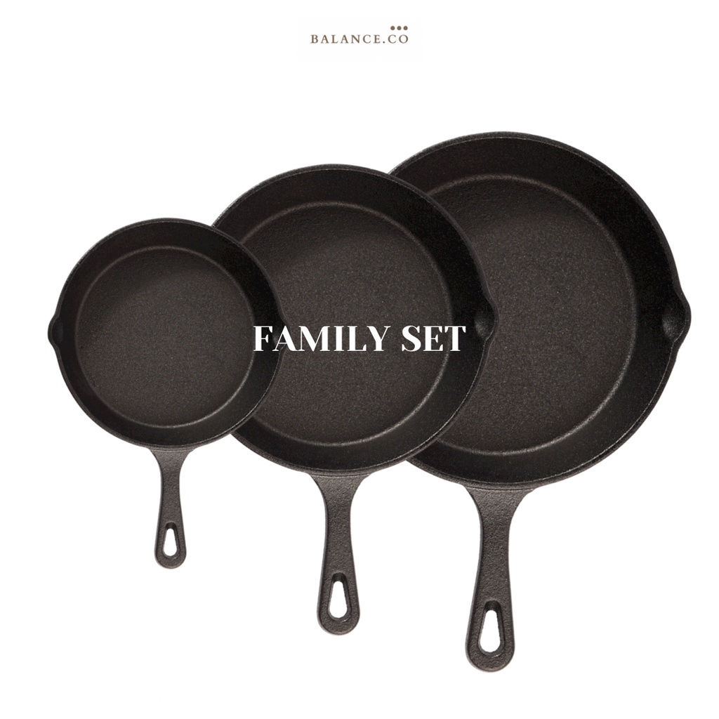 Balance.co Premium Pre-Seasoned Pure Cast Iron Skillet Non Stick Frying ...