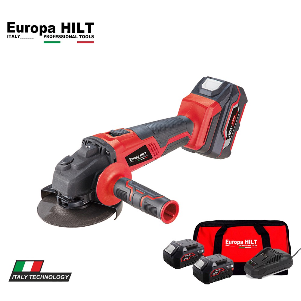 Europa Hilt Cordless Angle Grinder 20v Brushless [ EBL20AG ] - with set 4.0ah started kit ...