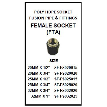SIZE 20MM 25MM 32MM X 1/2" 3/4" 1" POLY PPR BLACK HDPE SOCKET FUSION ...