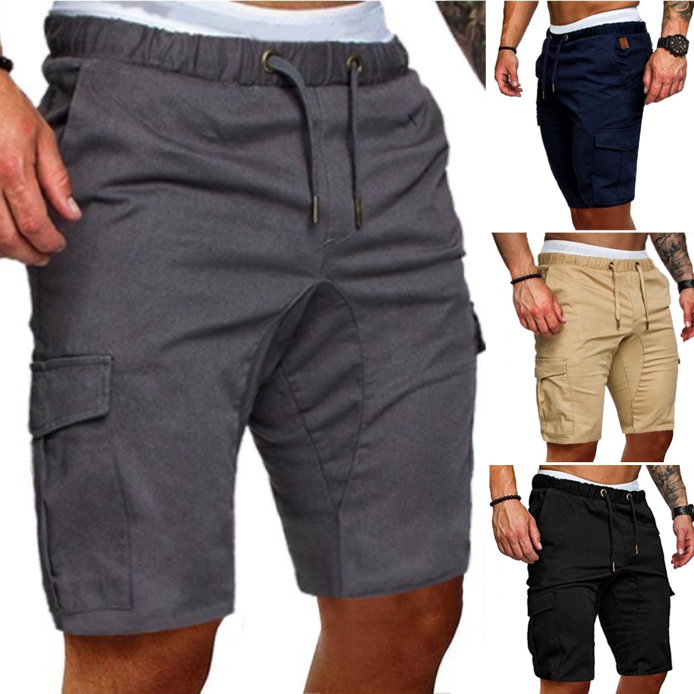Male Shorts Trousers Bottoms Elastic Waist Drawstring Pockets Sports ...