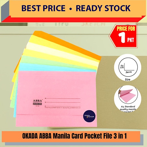 OKADA ABBA Manila Pocket File 3 in 1 / Fail Kertas / Manila Card File ...