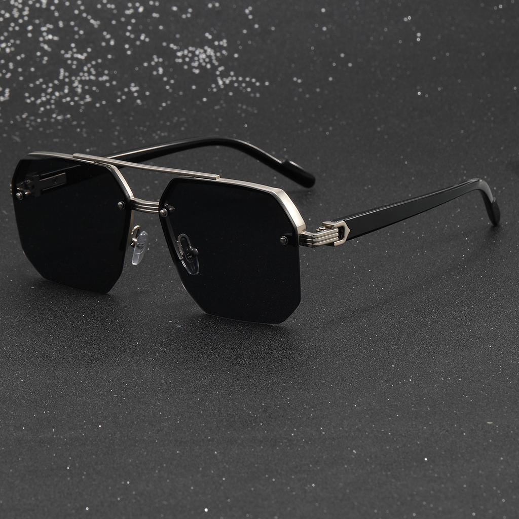 Fashion Large Frame Half Frame Black Men's Sunglasses Retro Style ...