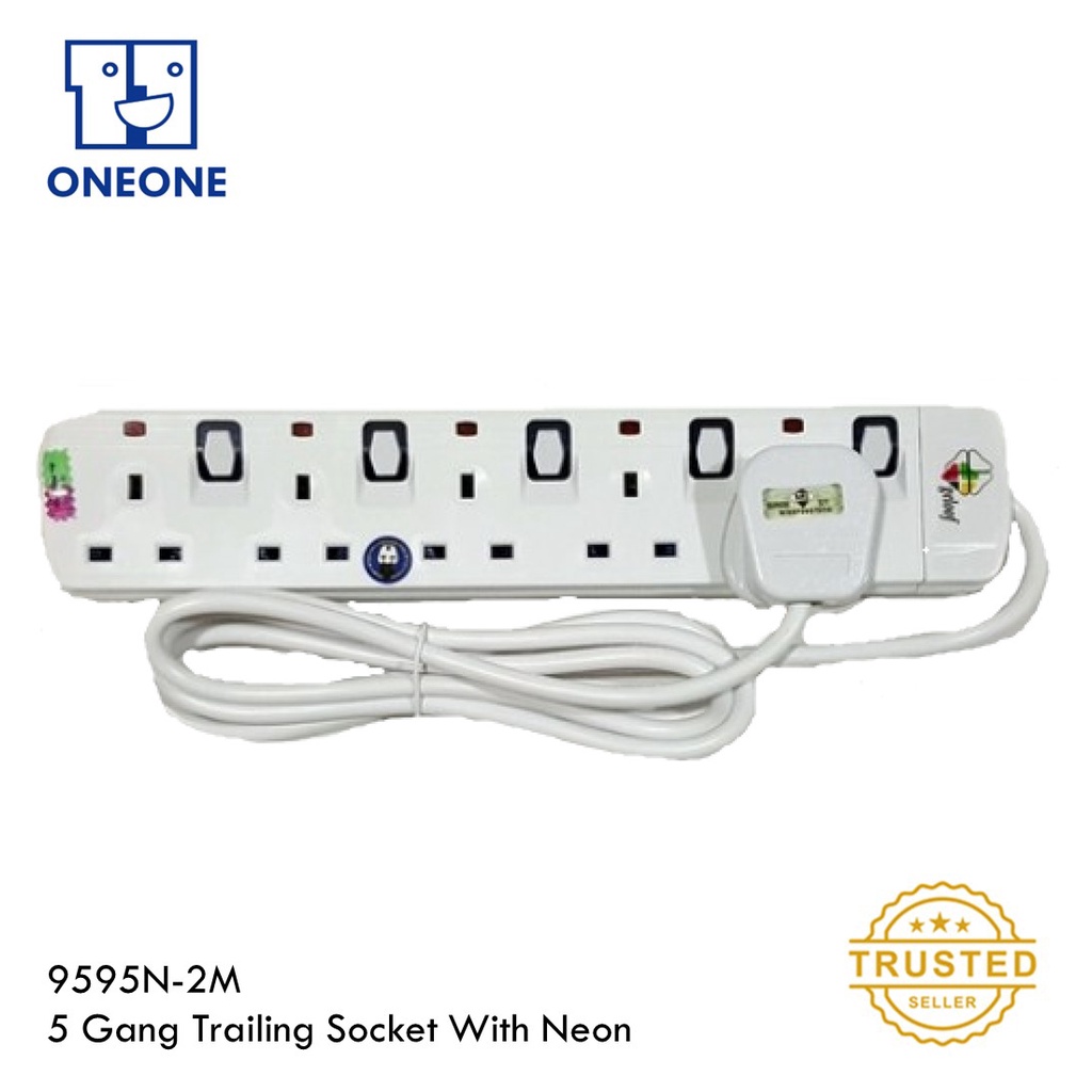 2M / 5M 3 Gang - 5 Gang Trailing Socket With Neon | Shopee Malaysia