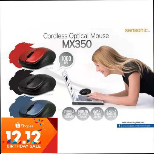 Sensonic MX350/MX250 Cordless Optical Wireless Mouse- USB Receiver ...