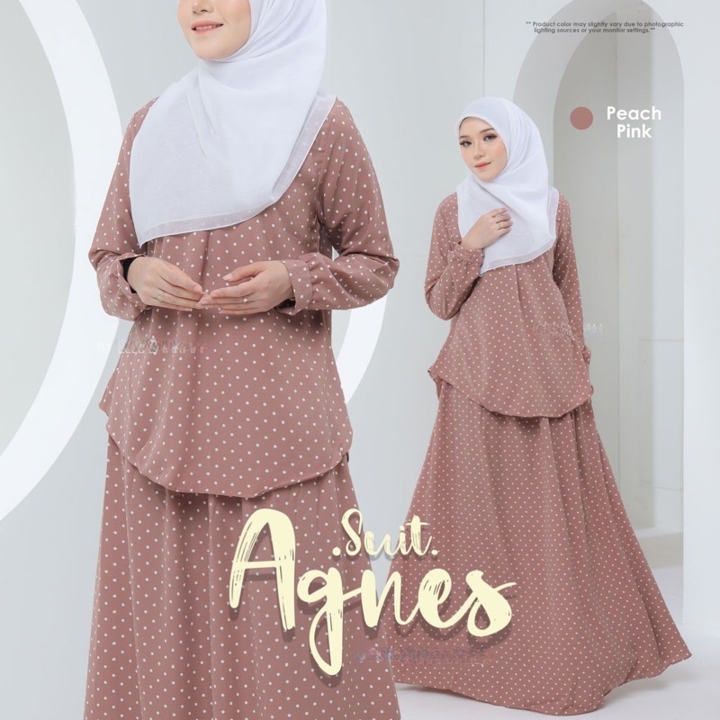 Set Blouse dan Skirt Polkadot Blouse Polkadot Suit Muslimah Suit Agnes ...