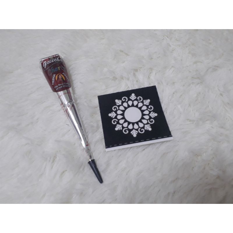 Sticker inai Raya murah reusable RM1, inai lukis warna merah/maroon ...