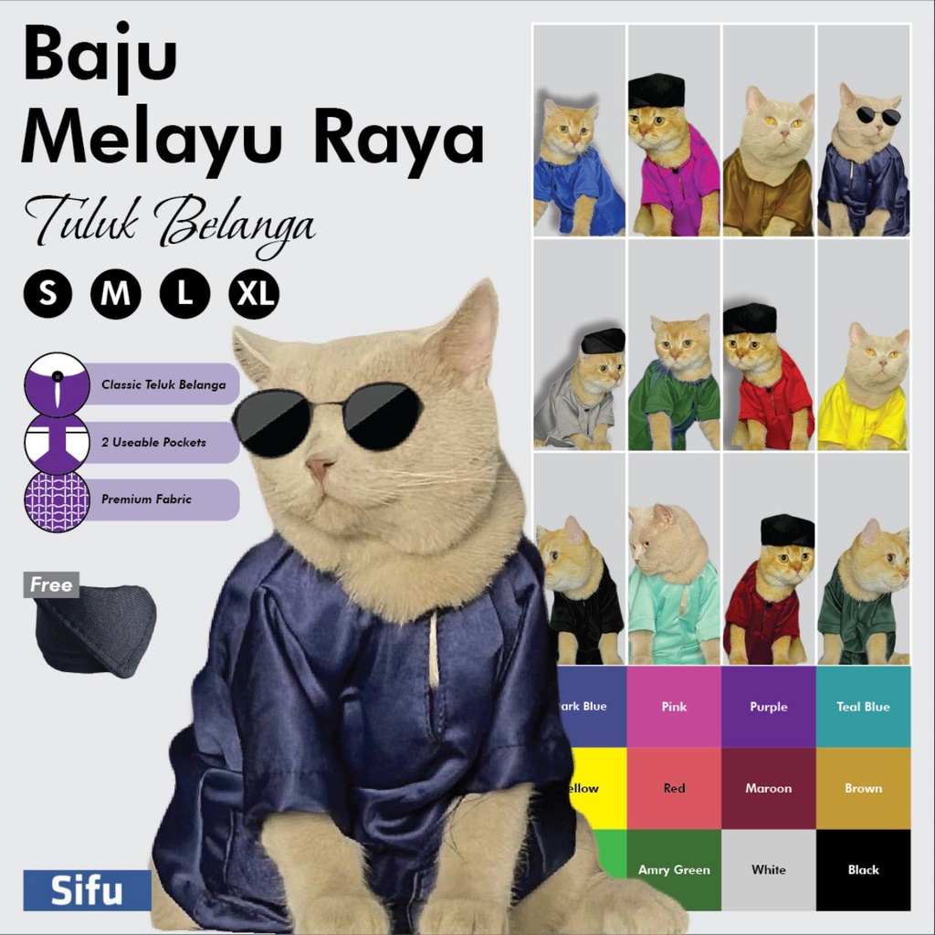 Baju Melayu Raya Kucing Teluk Belanga (Cat Photoshoot Prop Costume Raya ...