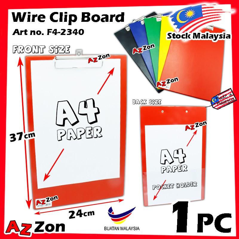F4 Size Wire Clip Board A4 Size Butterfly Clipboard Papan Jalan Papan ...