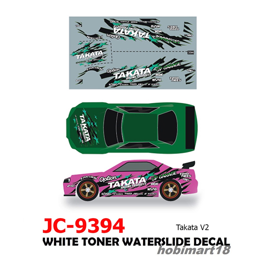 JC394 - Takata V2 DECALS Hotwheels 1:64 diecast custom white toner ...