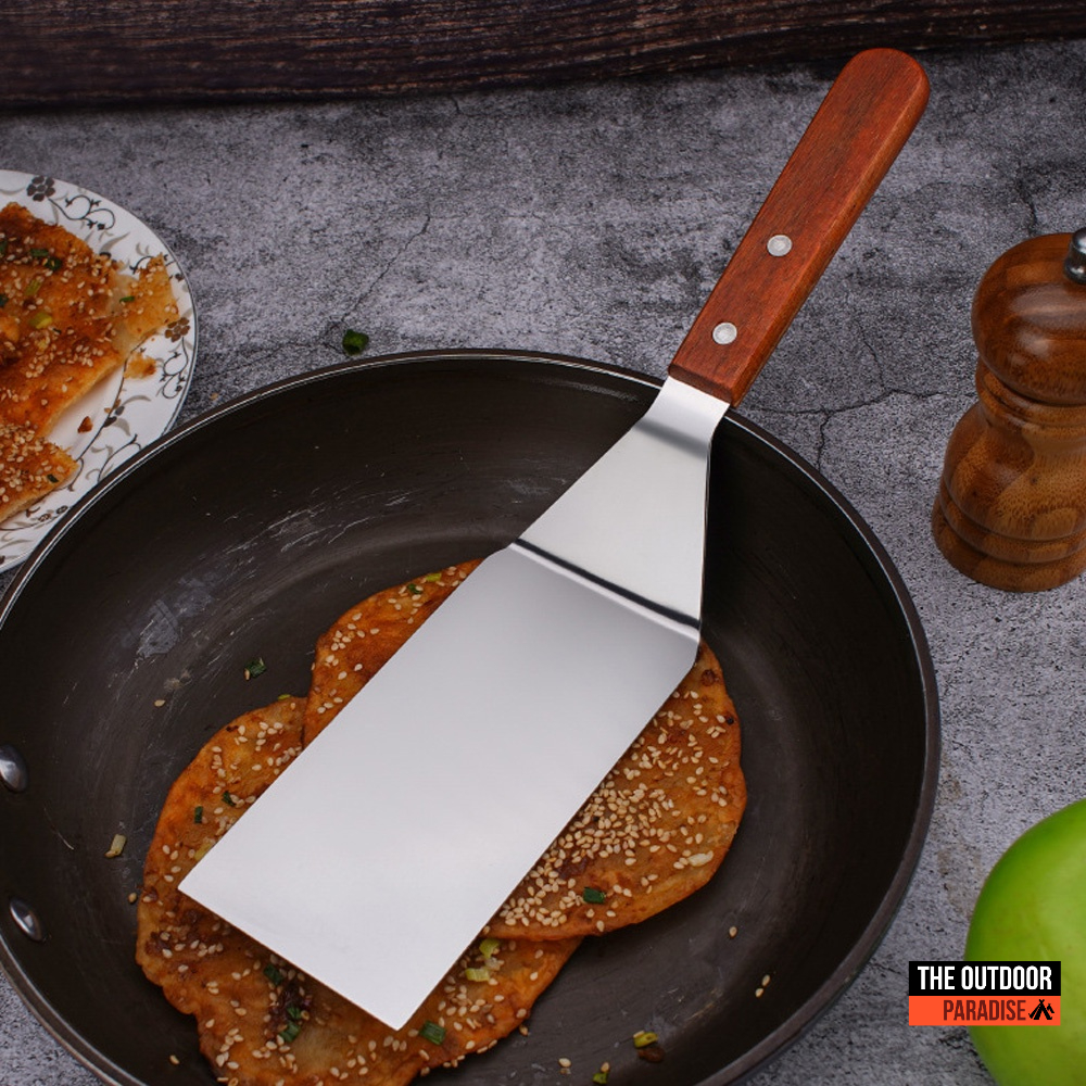 STOK MALAYSIA LARGE WOODEN HANDLE STAINLESS STEEL COOKING SERVING ...