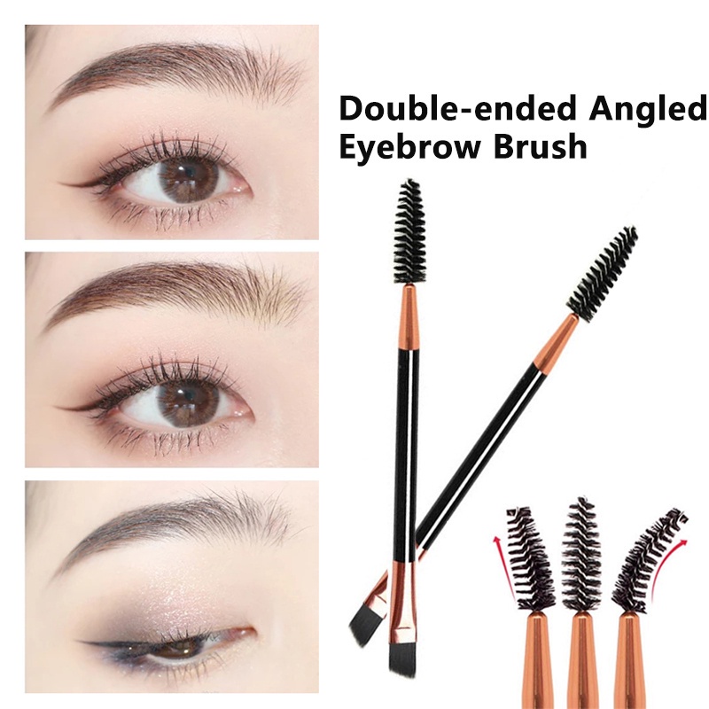 2 in 1 Eyebrow Brush Eyelash Comb / Dual Ended Angled and Spoolie Brush ...