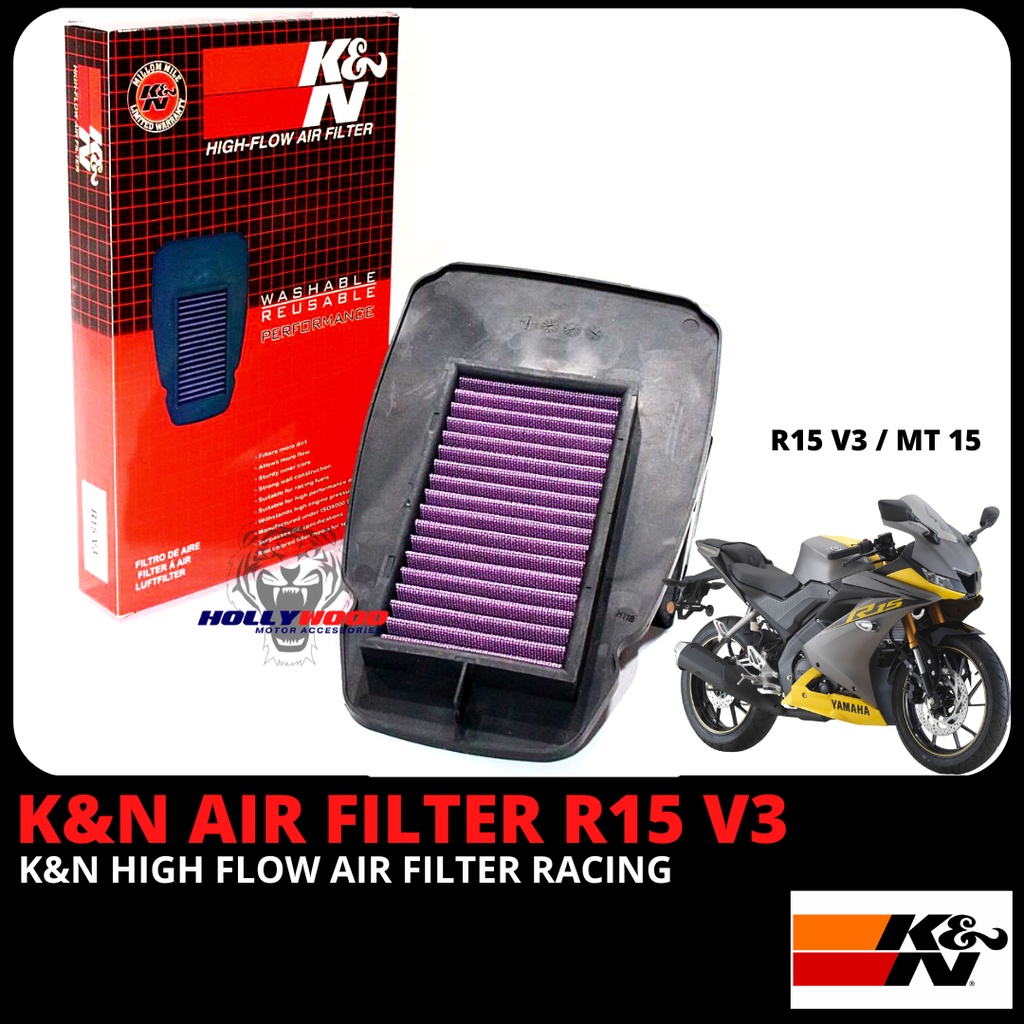 YAMAHA R15 MT15 K&N RACING AIR FILTER , NO.1 AIR FLOW HIGH PERFORMANCE ...
