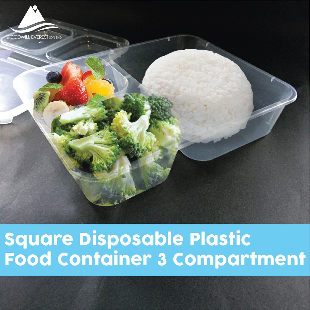 (150sets) 1200TC 3-Compartment Container with Lid (Clear) | Shopee Malaysia