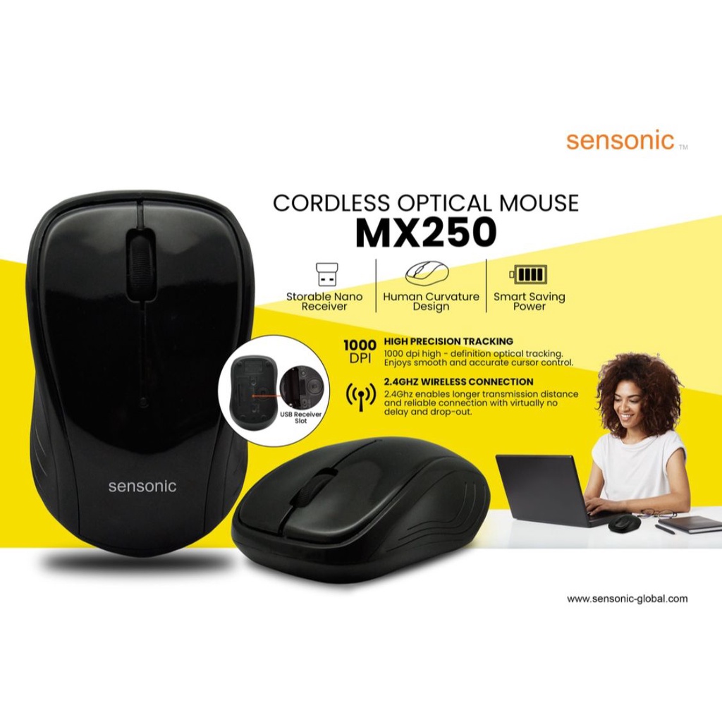 Sensonic Wireless Mouse MX250 Mouse (1000 dpi, 4 buttons, Nano Receiver ...