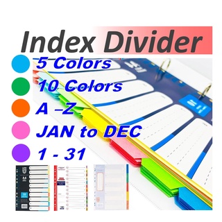 File A4 Index Divider Filing Separator Paper and Plastic 10 Colors / 5 ...