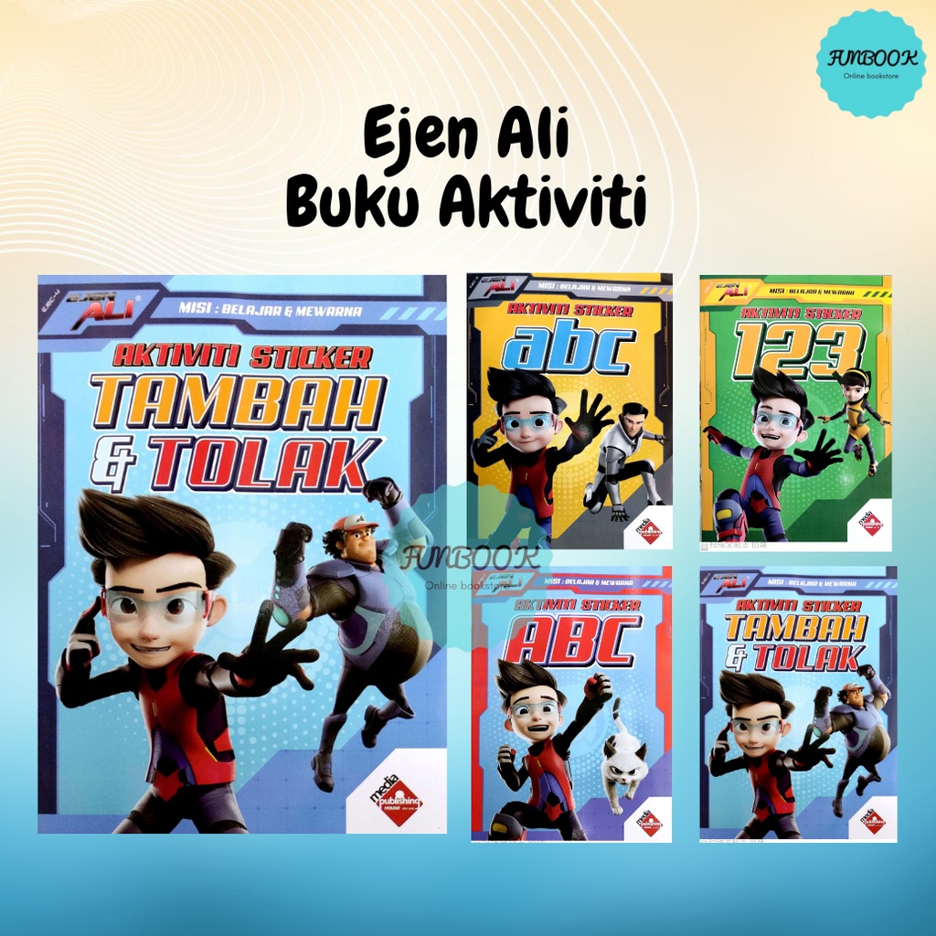 [FUNBOOK] Ejen Ali Aktiviti Sticker Tambah & Tolak / abc / ABC / 123 ...
