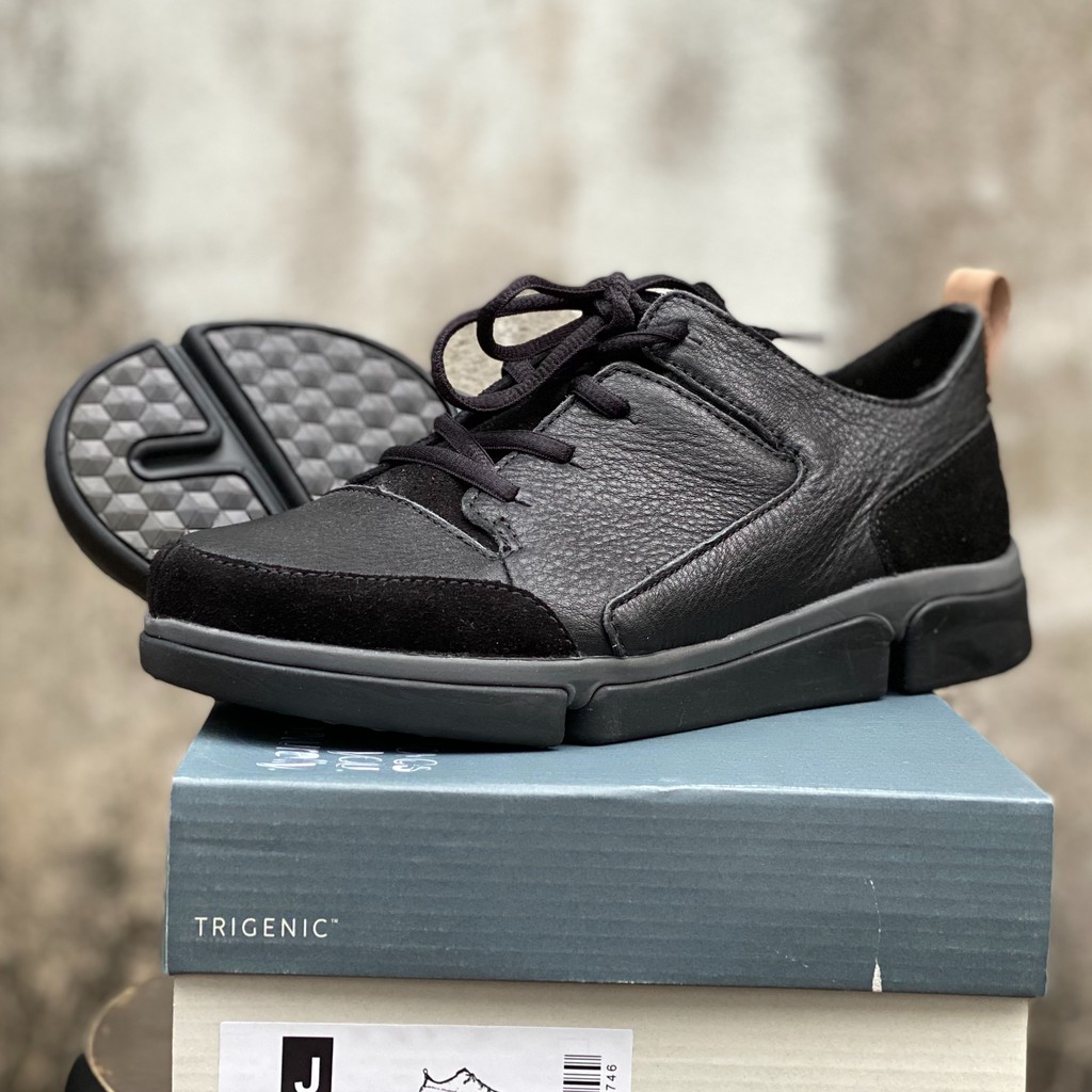 [READY STOCK] CLARKS TRIGENIC LACE20 Black Leather Men Shoes Low Tops ...