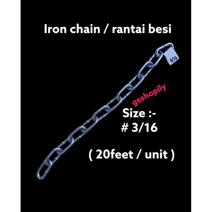 Galvanized Iron Link Chain Rantai Besi 铁链 👉Part I ~ 1/8", 5/32" 3/16"👈 ...