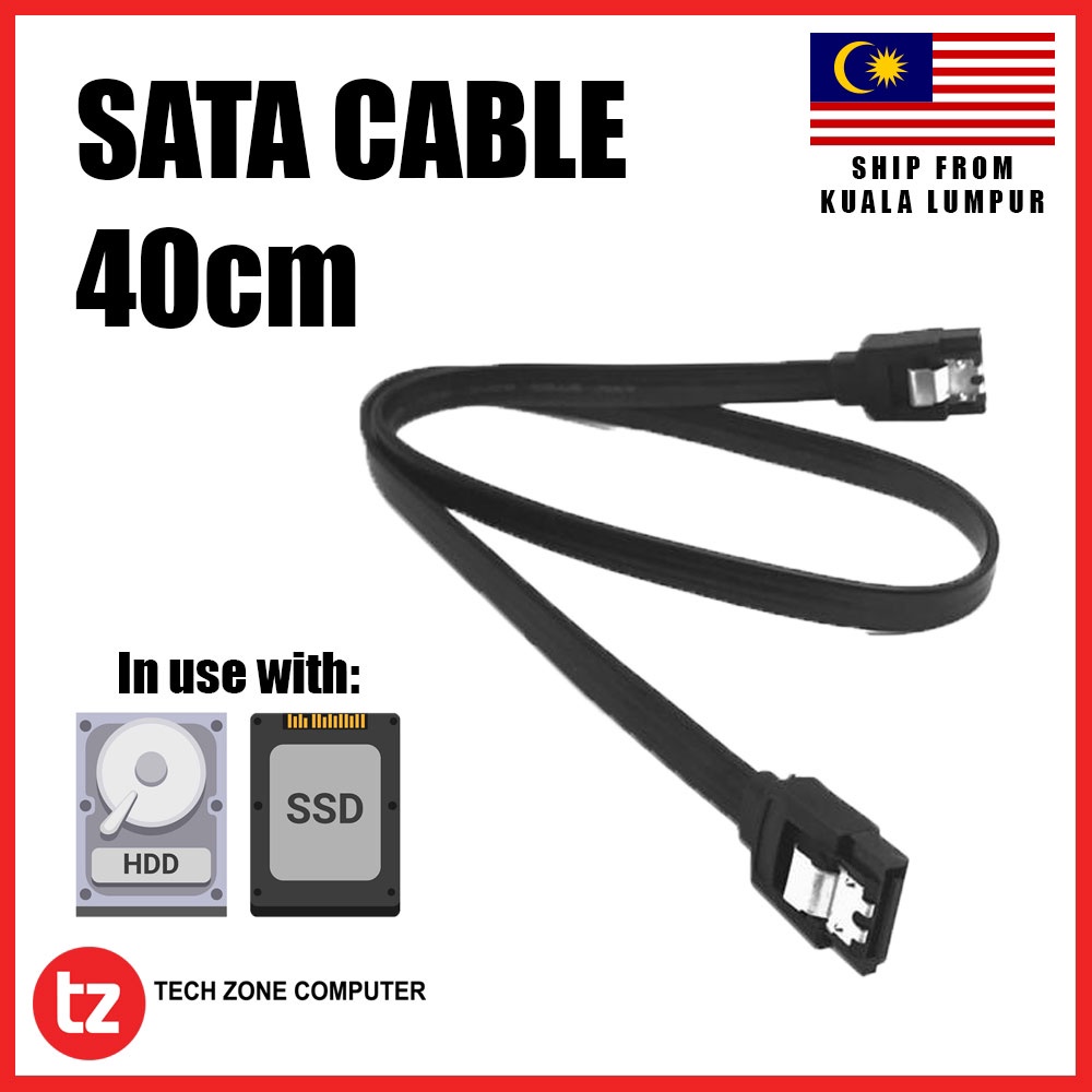 SATA 3 Cable for Desktop PC - HDD / SSD ( 40cm / Black ) | Shopee Malaysia