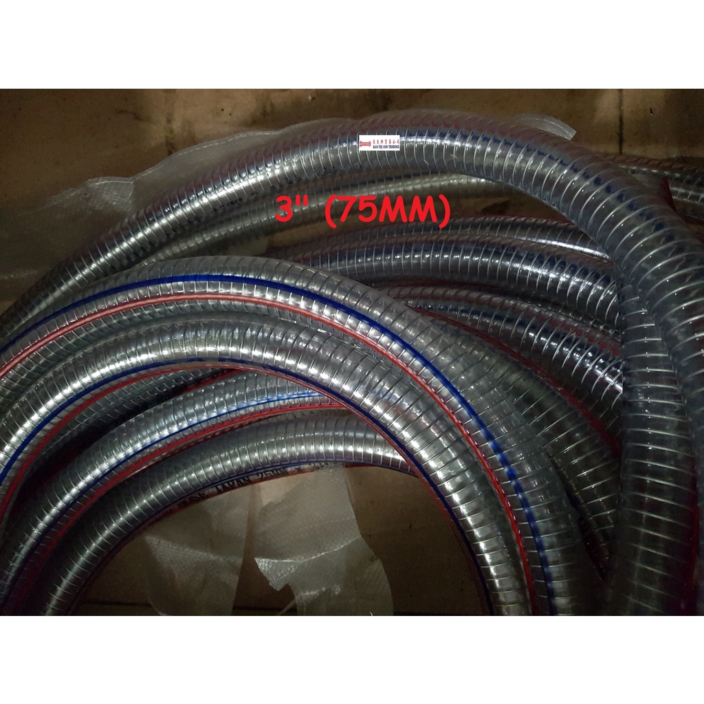 1 METER WIRED SPRING HOSE CLEAR PVC TUBE PIPE EMBEDDED WIRE ...