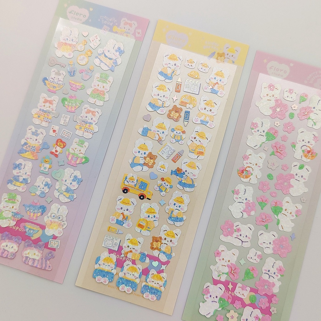 Steve Korean Crayon Rabbit Life Sticker Hot Silver Sequins Toploader ...