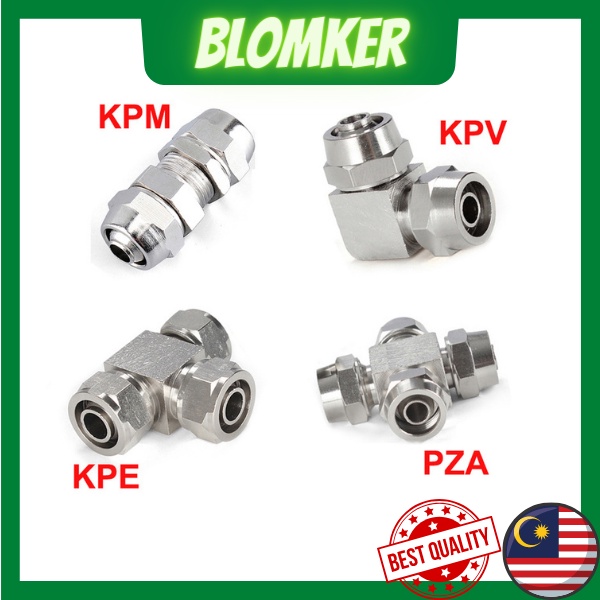 KPV KPE KPU PZA Copper Plated Nickel Pneumatic Air Quick Connector For ...