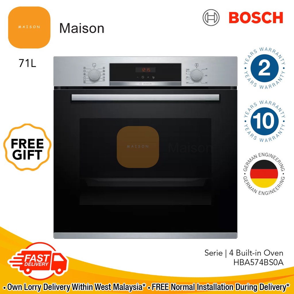 Bosch Series 4 Built in Oven 71Litres HBA574BS0A (Made in Europe ...