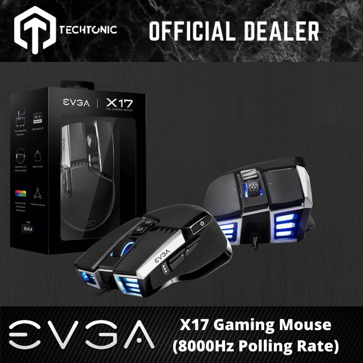 EVGA X17 Gaming Mouse, Wired, Black, Customizable, 16,000 DPI, 5 ...