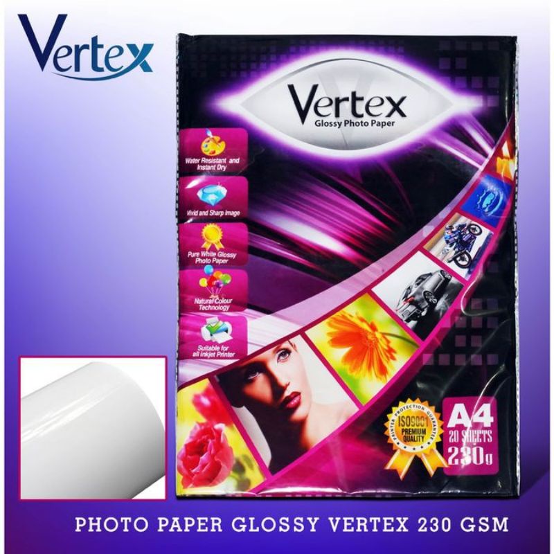 VERTEX A4 Glossy photo paper 210gsm / 230 gsm (20 sheets) | Shopee Malaysia