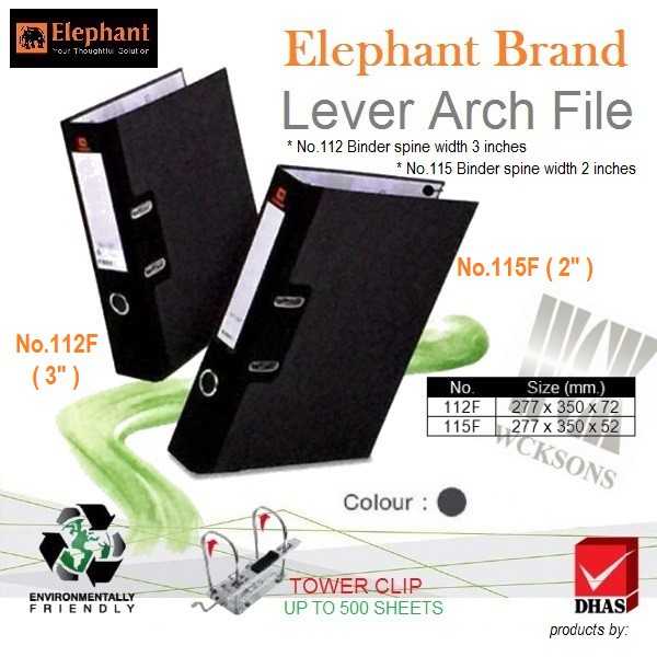 ELEPHANT BRAND TOWER CLIP LEVER ARCH FILE ( 112F & 115F ) | Shopee Malaysia