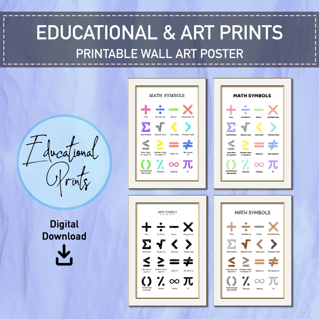 FuchsDich MATH SYMBOLS Educational Learning Posters, PDF School ...