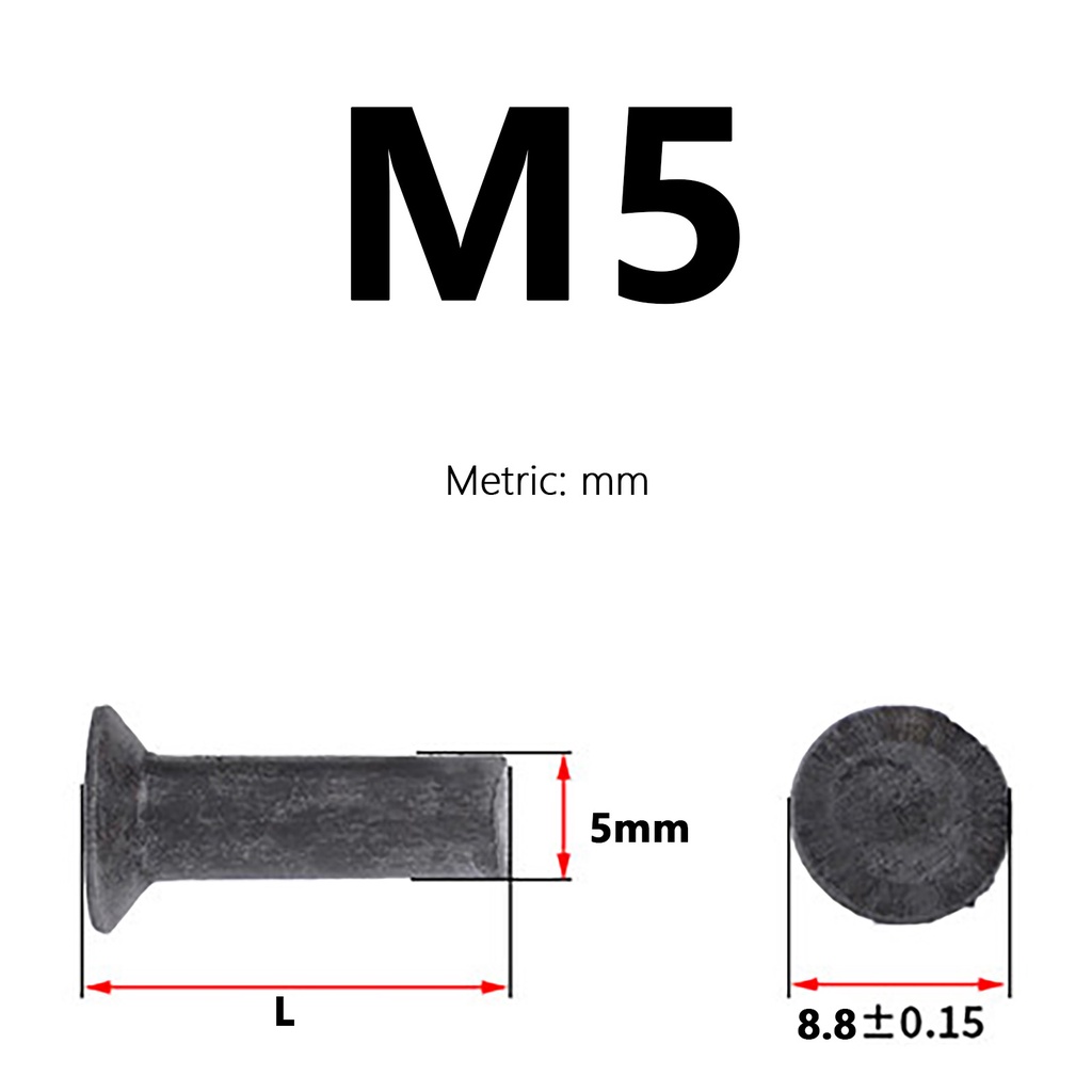 Iron Countersunk Rivet M2 M2.5 M3 M4 M5 M6 Diameter Size Solid Flat ...