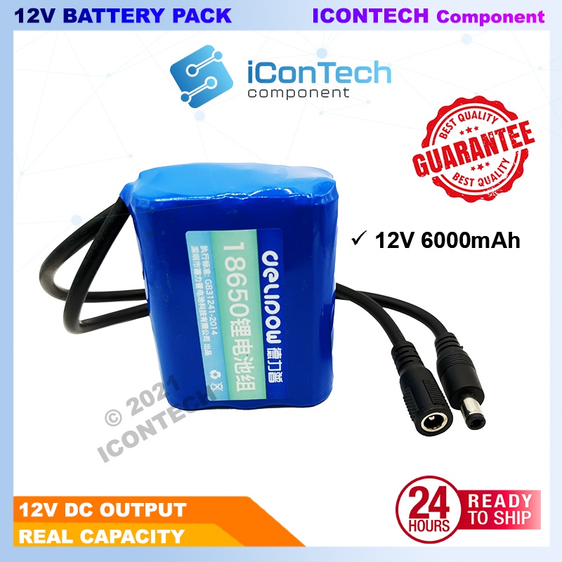 12 DC Battery pack 12V 6000mAh 3000mAh 12V Lithium Rechargeable Battery ...