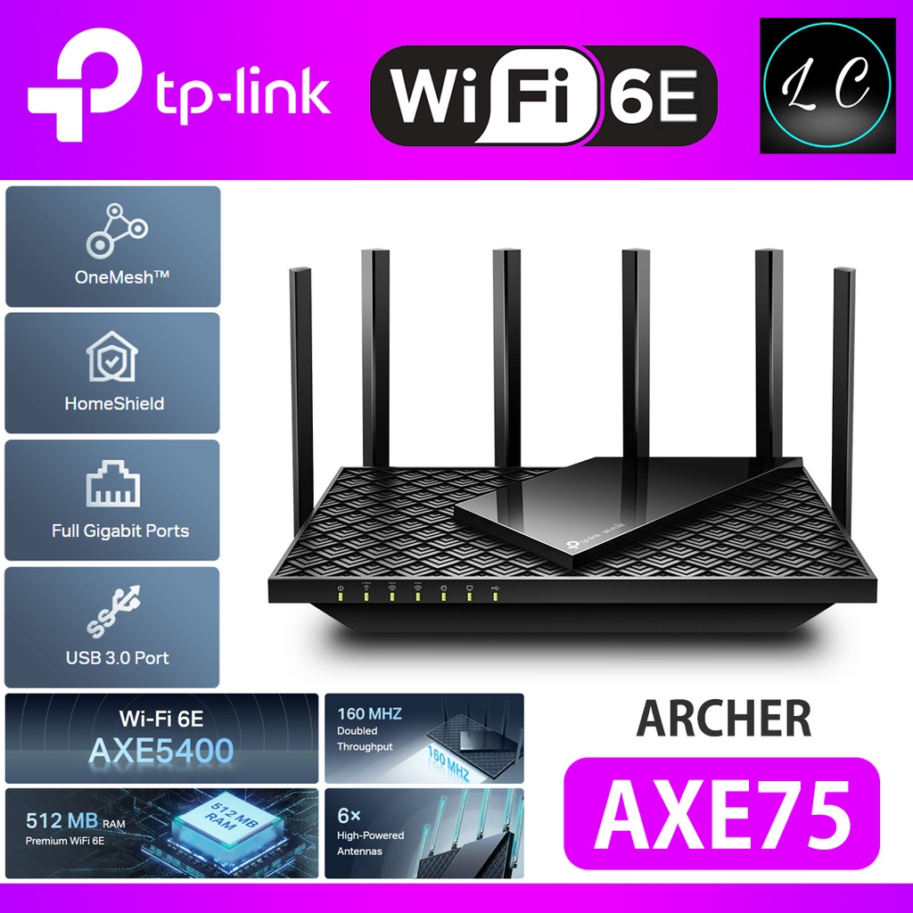 TP-Link Archer AXE75 AXE5400 Tri-Band Gigabit Wi-Fi 6E (New 6GHz band ...