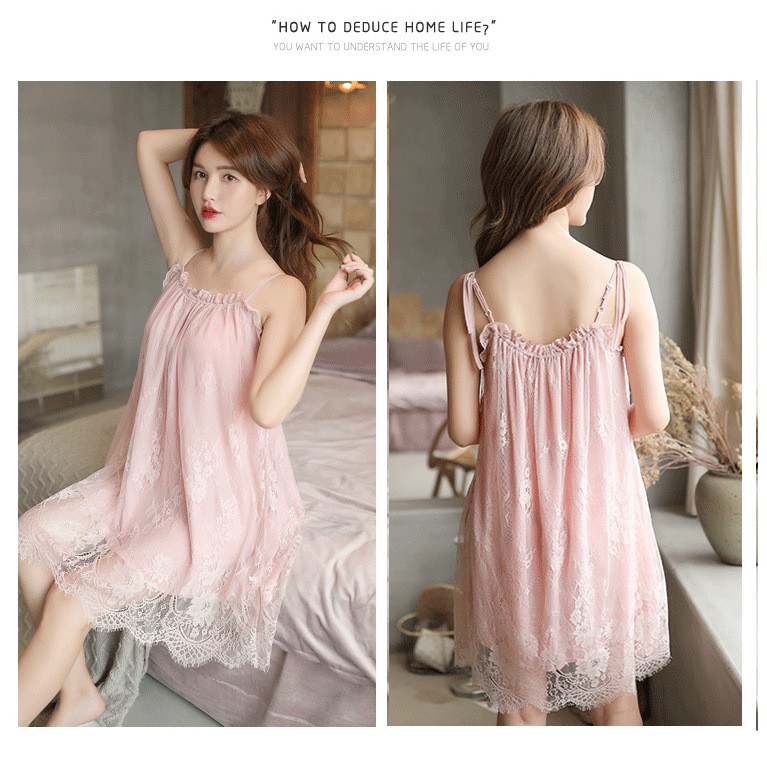 [READY STOCK] Baju Tidur Sweet Princess Loose Design Lace Sleepwear ...
