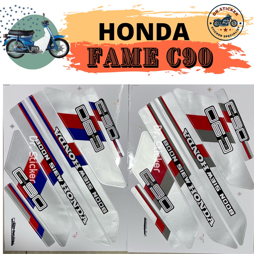 HONDA FAME C90 GB6 Stripe Stiker Sticker GB-6 PETAK CDI BODY COVERSET ...