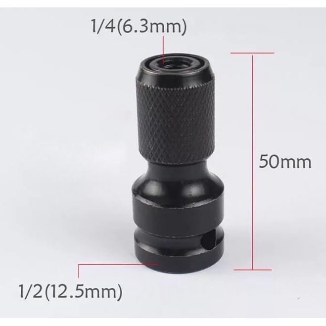 1/2" Square to 1/4" Hex Shank Impact Wrench Adapter Impact Drill Chuck ...