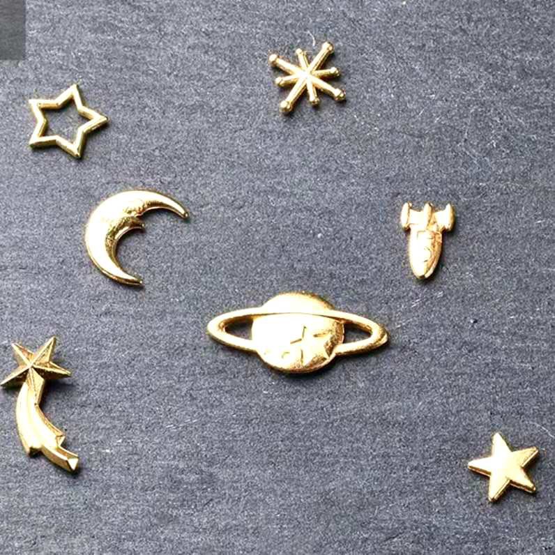 Starry Sky Series Gold Colour Filling Star Rocket Moon Planet Meteor ...