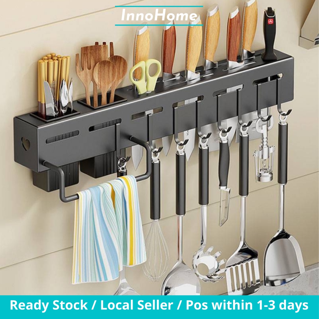 READYSTOCK- 3-in1 Wall Mounted Kitchen Organizer for Spoons Knives ...