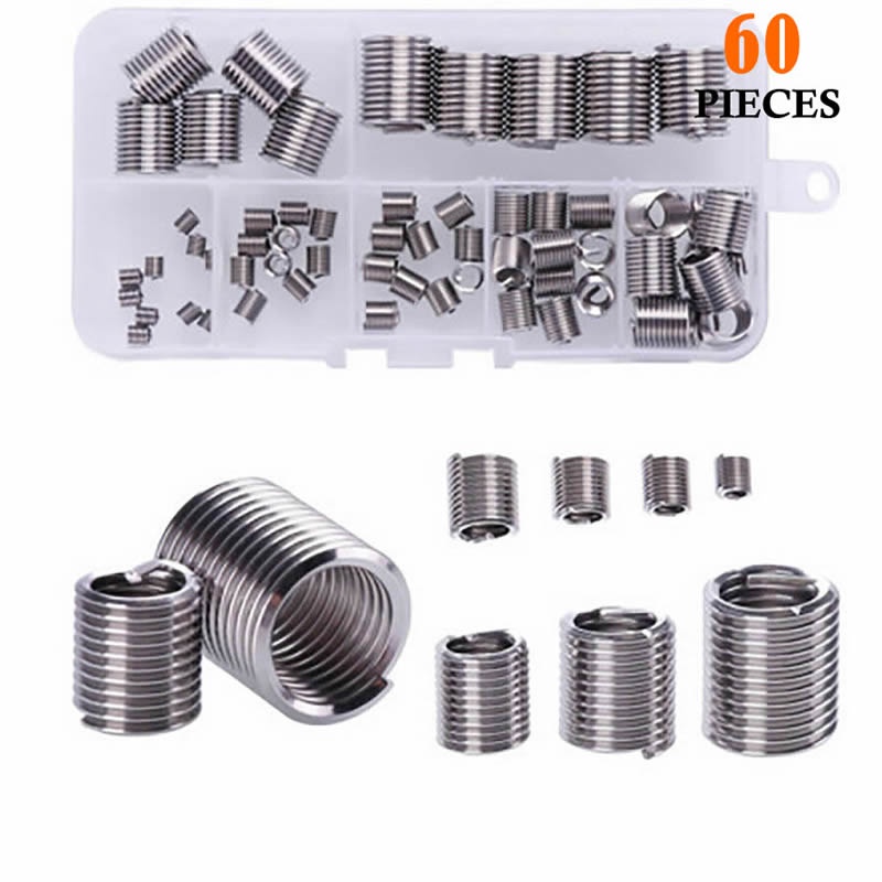ZoeRax 60Pcs 304 Stainless Steel Metric M3 M4 M5 M6 M8 M10 M12 Wire Thread Inserts Steel Sheath ...