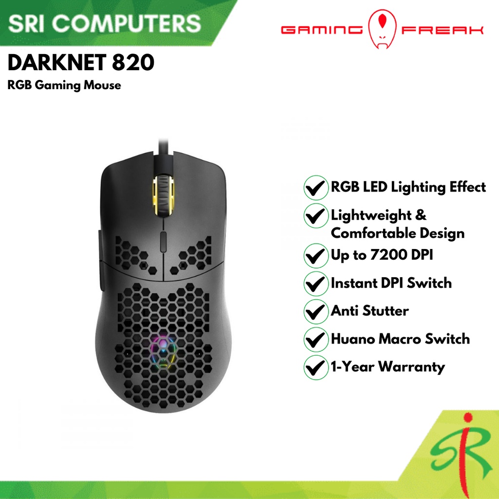 GAMING FREAK DARKNET 820 RGB Gaming Mouse (1-YEAR WARRANTY) | Shopee ...