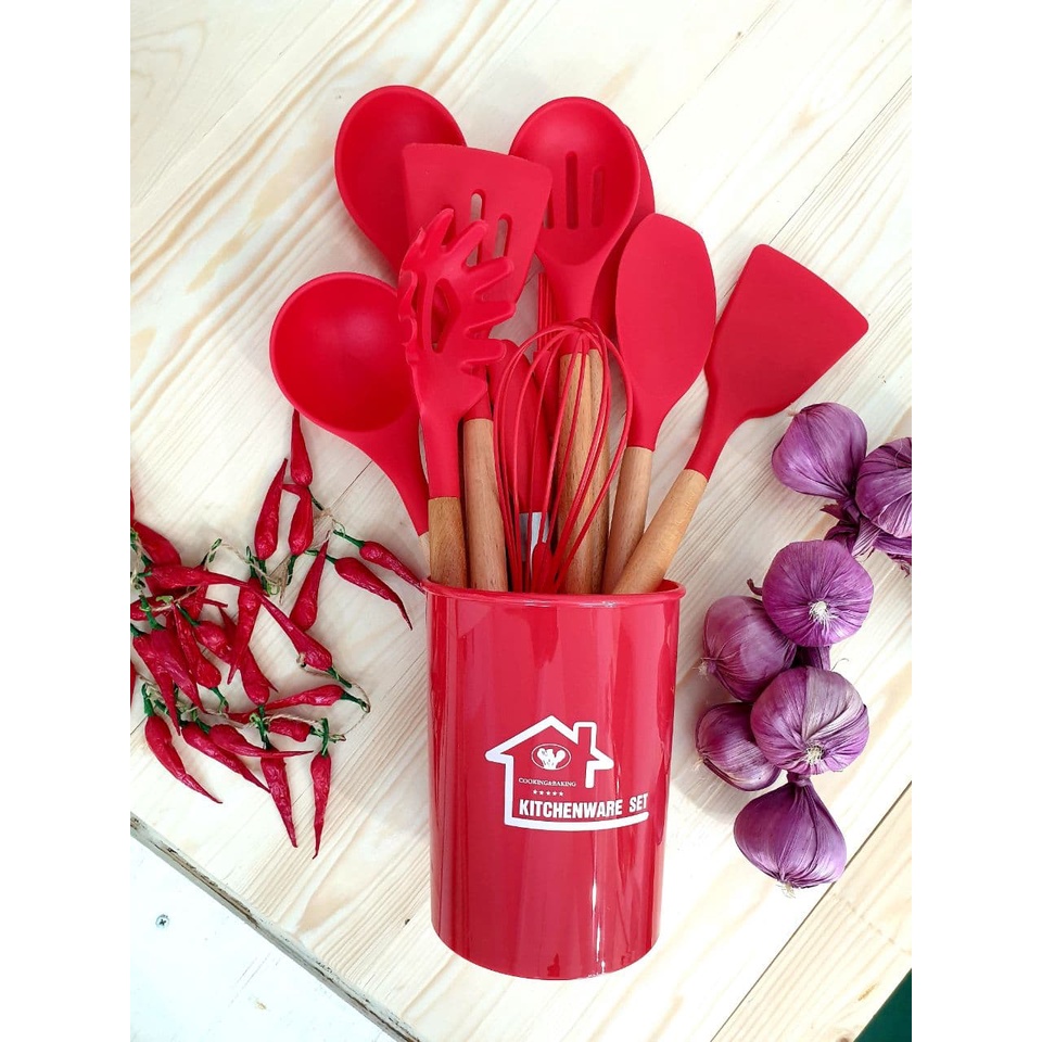 12 Pcs Kitchen Utensils Set Senduk Silicone Spatula Viral Ready Stock ...