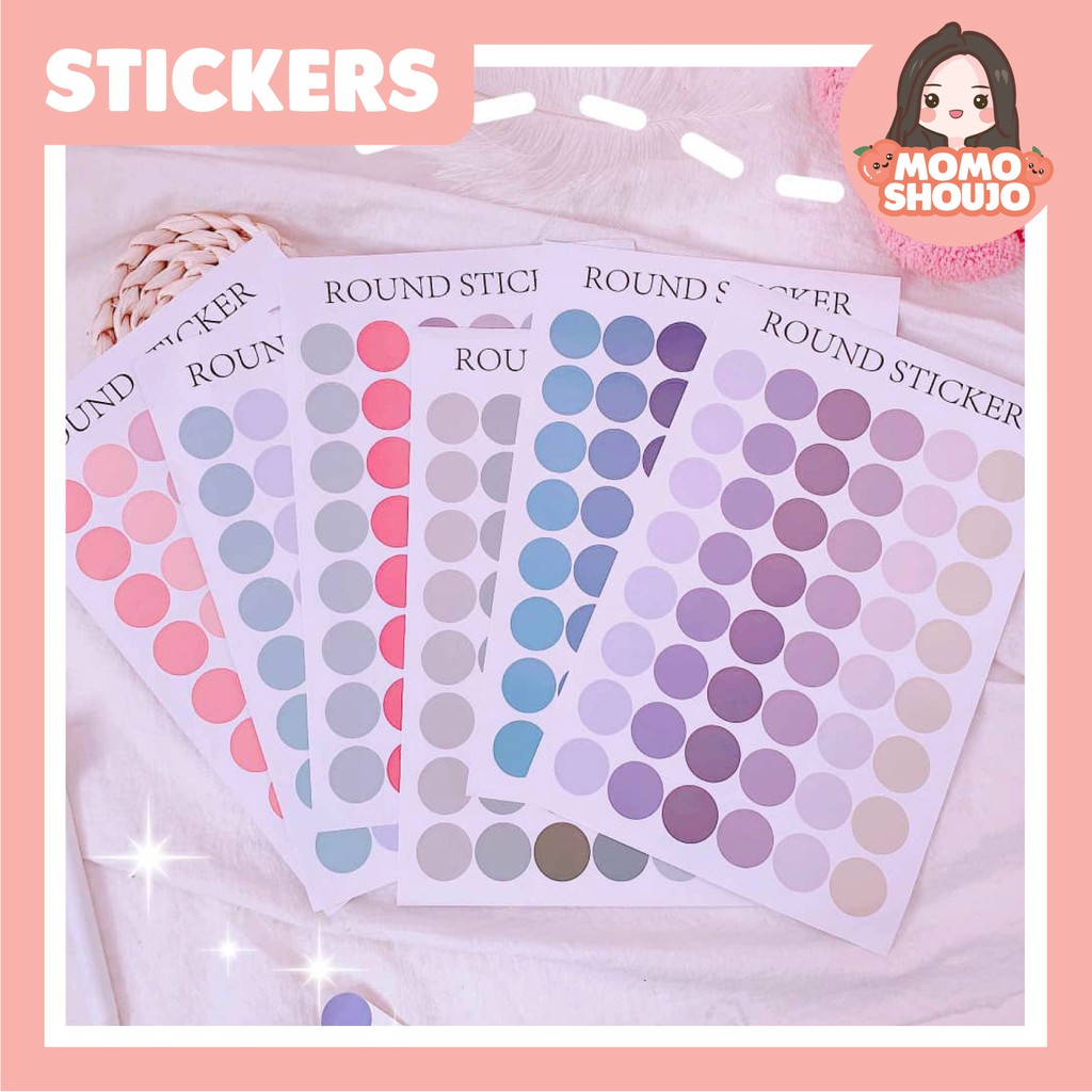 MOMO SHOUJO INS STYLE MORANDI VINTAGE PASTEL ROUND DOT JOURNAL STICKERS ...