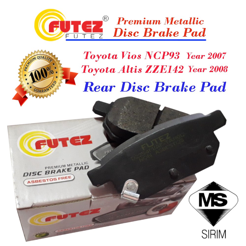 Toyota Vios NCP93 (07Y) and Toyota Altis ZZE142 (08Y) Rear Futez Disc ...