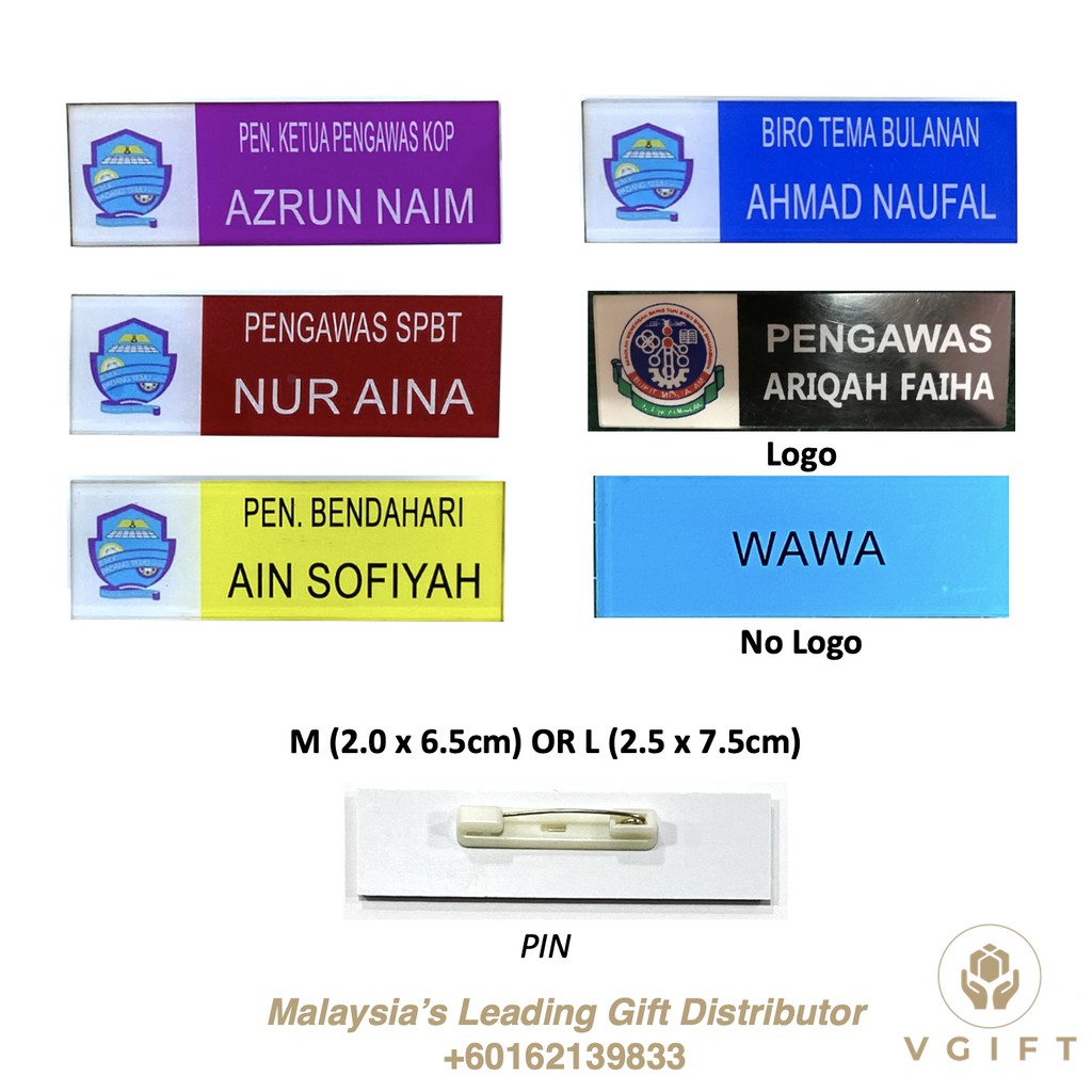 Acrylic Plastic Name Tag Pin / Tag Nama Plastik Akrilik | Shopee Malaysia