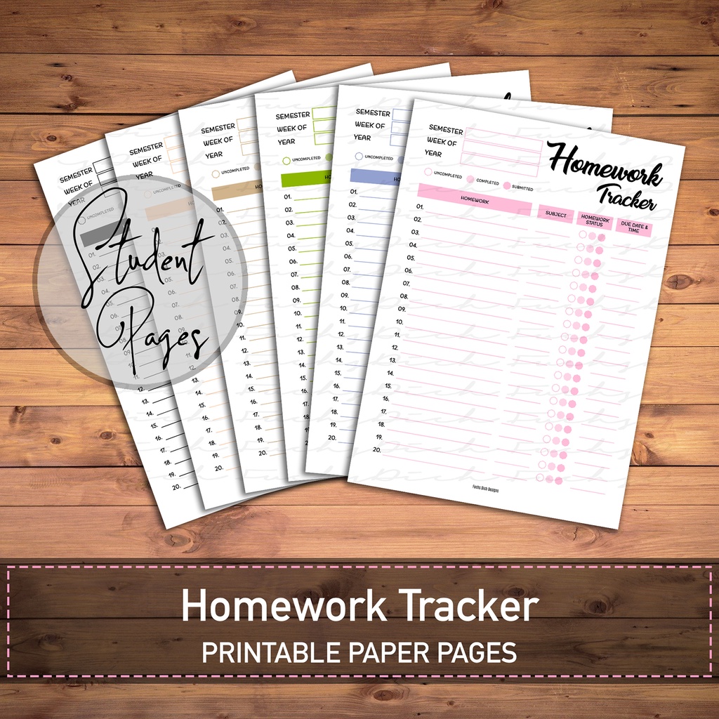 Printable Homework Tracker | Study Paper | Student Printable ...