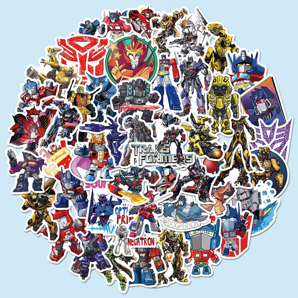 50 Transformers Cartoon Graffiti Stickers Luggage Laptop Waterproof ...